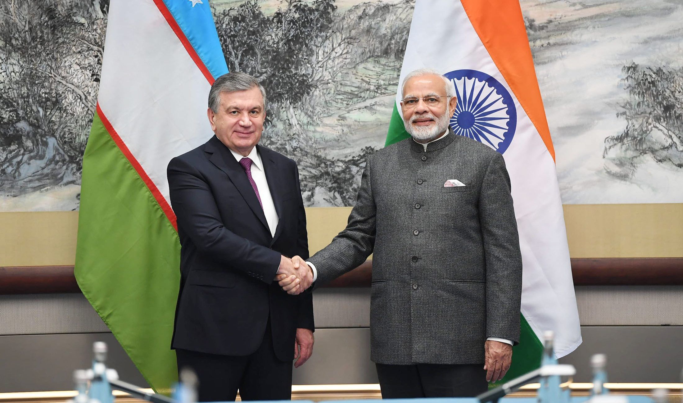 Modi meets Uzbek Prez Shavkat Mirziyoyev on sidelines of SCO summit