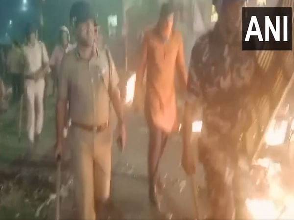 West Bengal police conduct flag march in Howrah after violence during Ram Navami procession ...