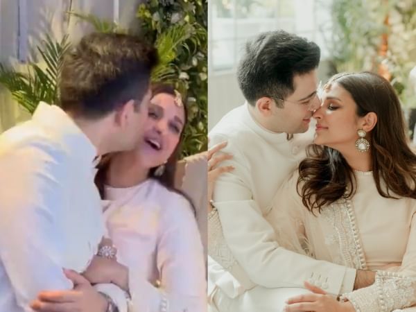 WATCH: Raghav Chadha kisses Parineeti Chopra as she sings 'Ve Maahi' at their engagement ...