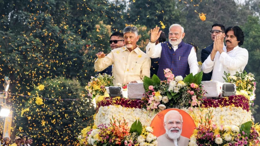 In 1st visit since NDA took over in AP, Modi unveils projects worth Rs 2 lakh cr, holds roadshow